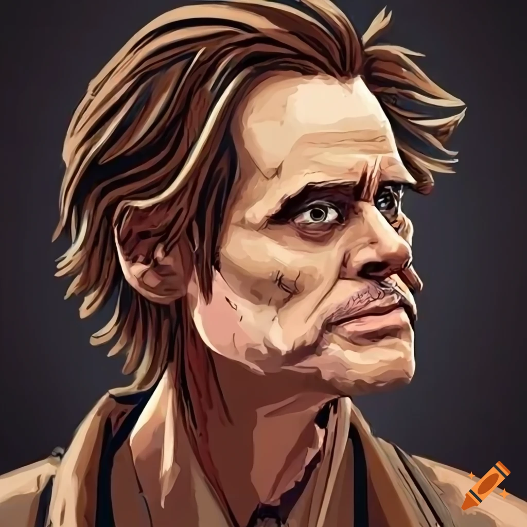 Digital art of jim carrey as a zombie