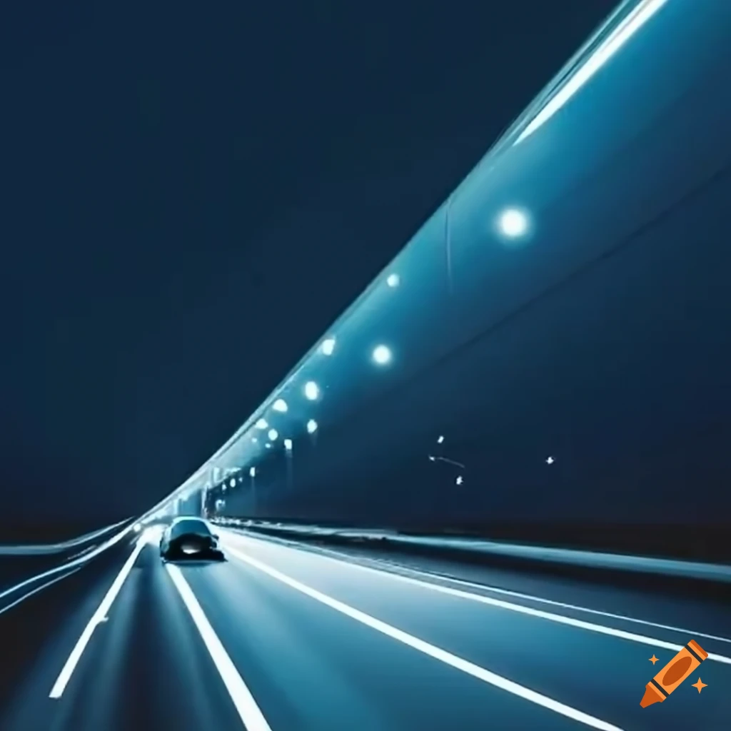 Night scene of a self-driving car on a motorway on Craiyon