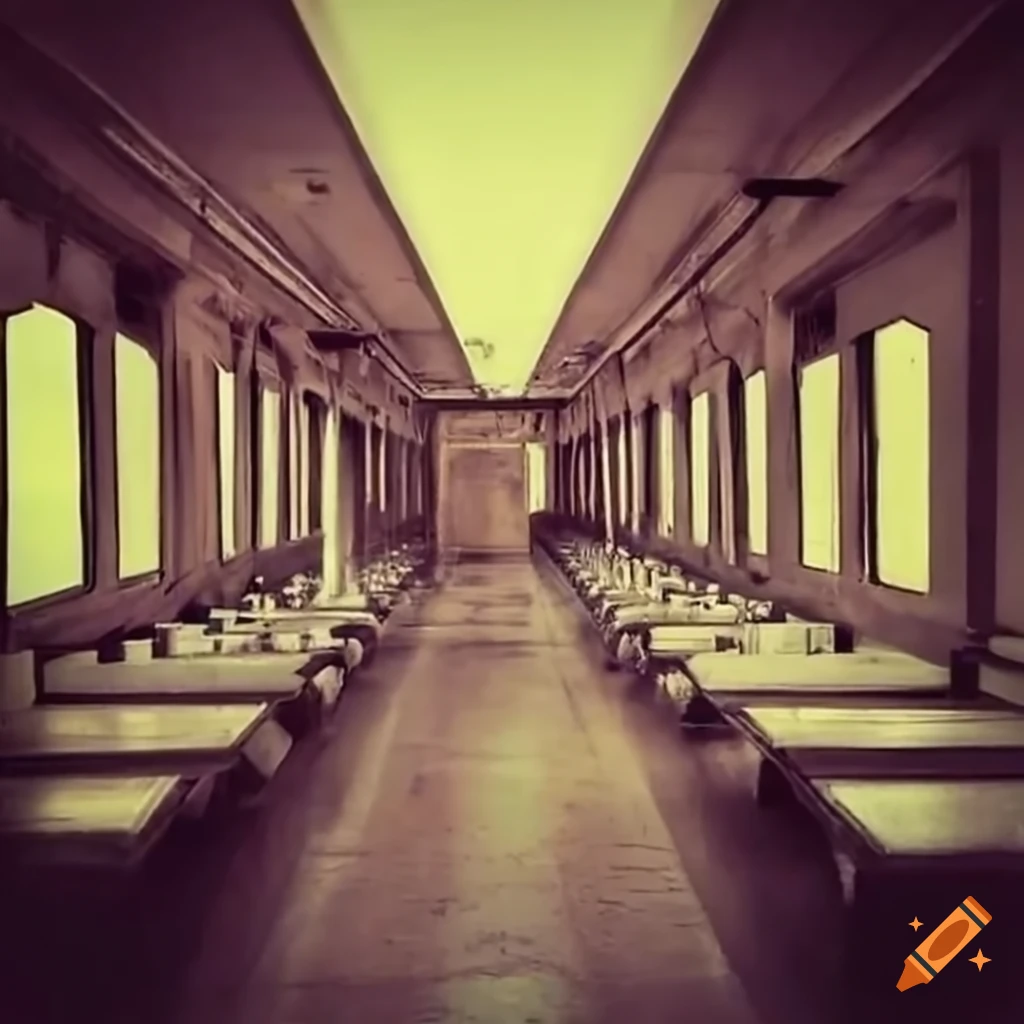 Empty train platform with yellow lighting overlooking other platforms ...