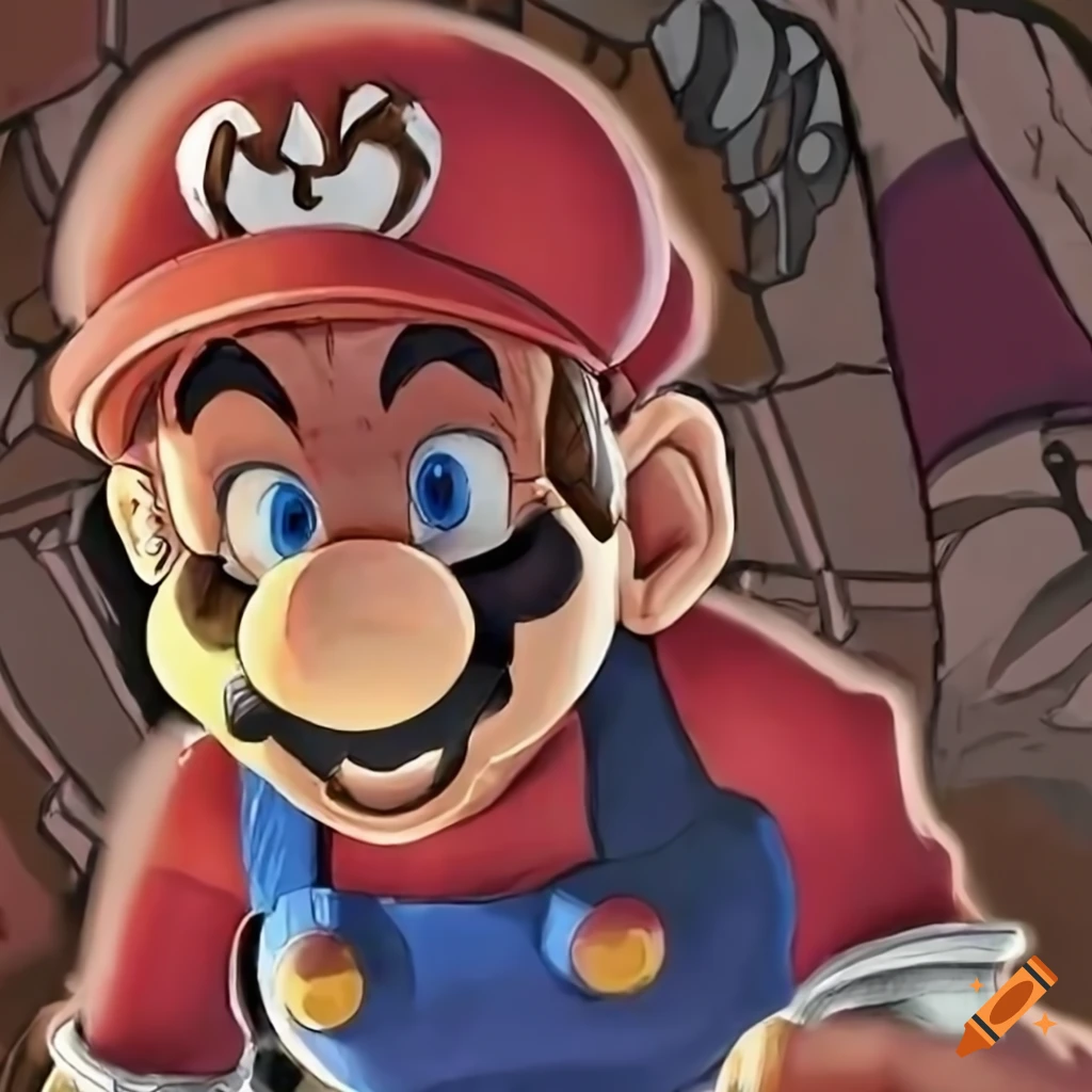JoJo's Bizarre Adventure-style Mario artwork on Craiyon