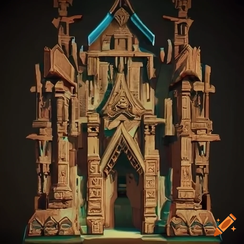 Detailed ivory sapphire carving with zelda game motif on Craiyon