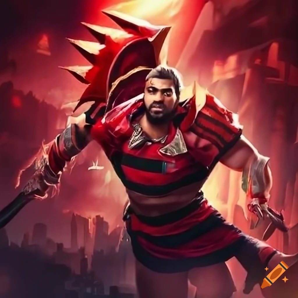 Gabigol from flamengo cosplaying as garen from league of legends on Craiyon