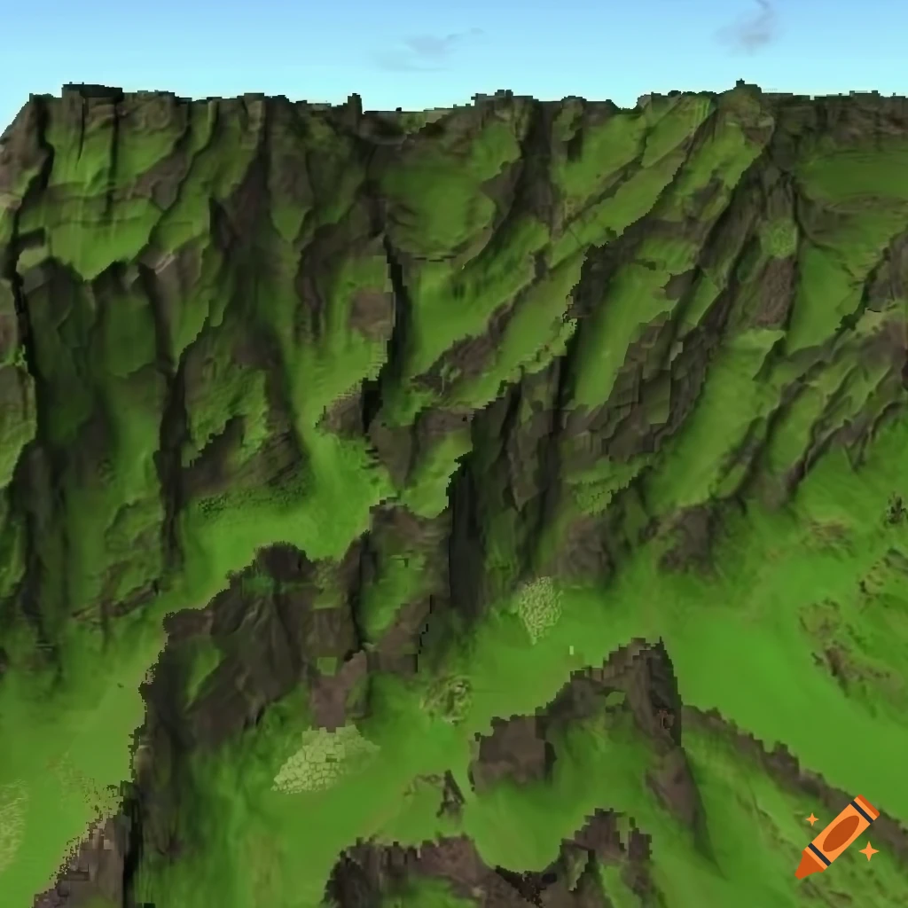 Screenshot of terrain generation in video game on Craiyon