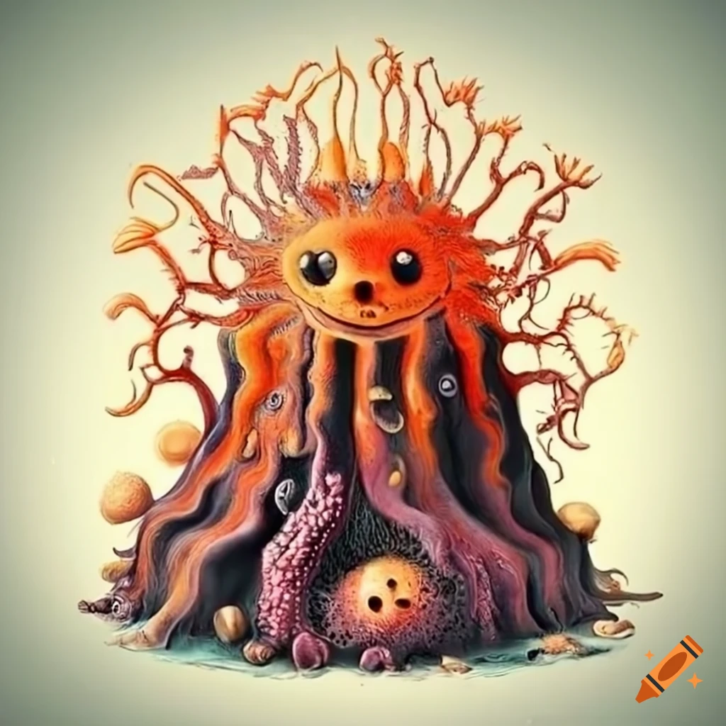 Illustration of adorable volcanic animals on Craiyon