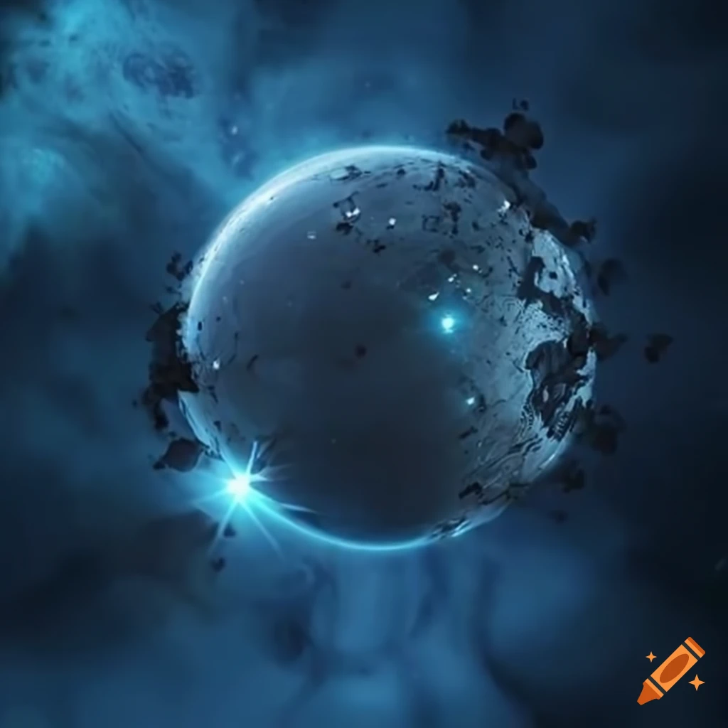 Glowing energy particles in space on Craiyon