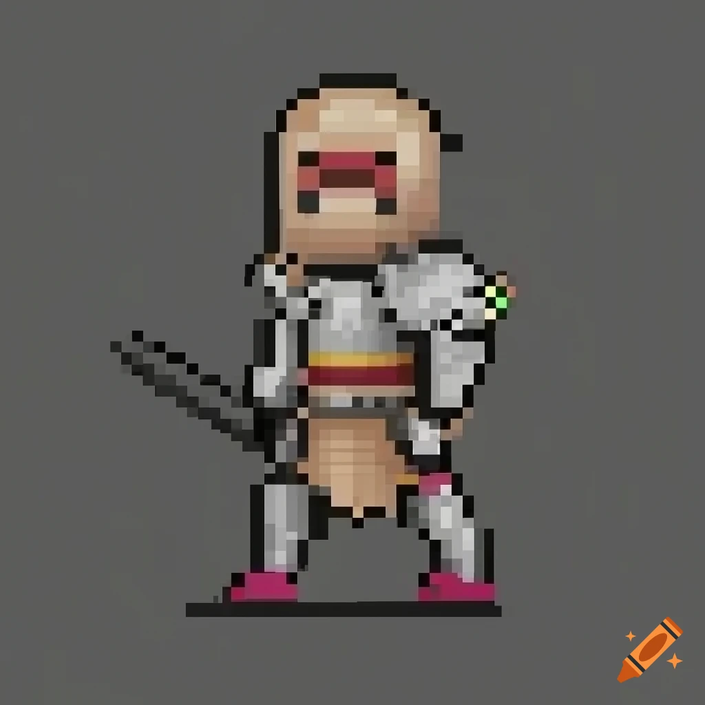 Pixel art of a knight on Craiyon