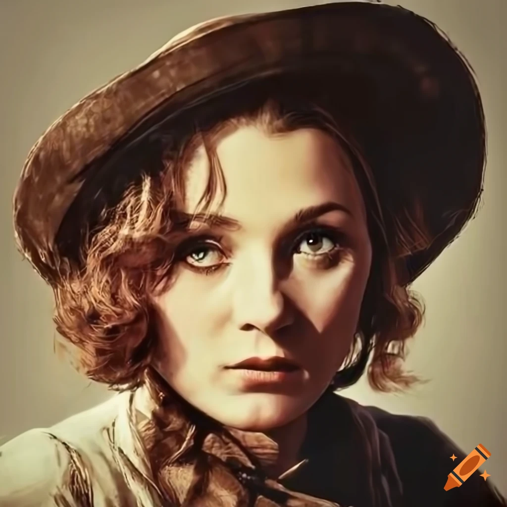 Retro western movie portrait of a woman farmer