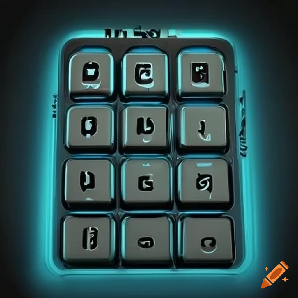 Digital keypad with alien symbols on Craiyon