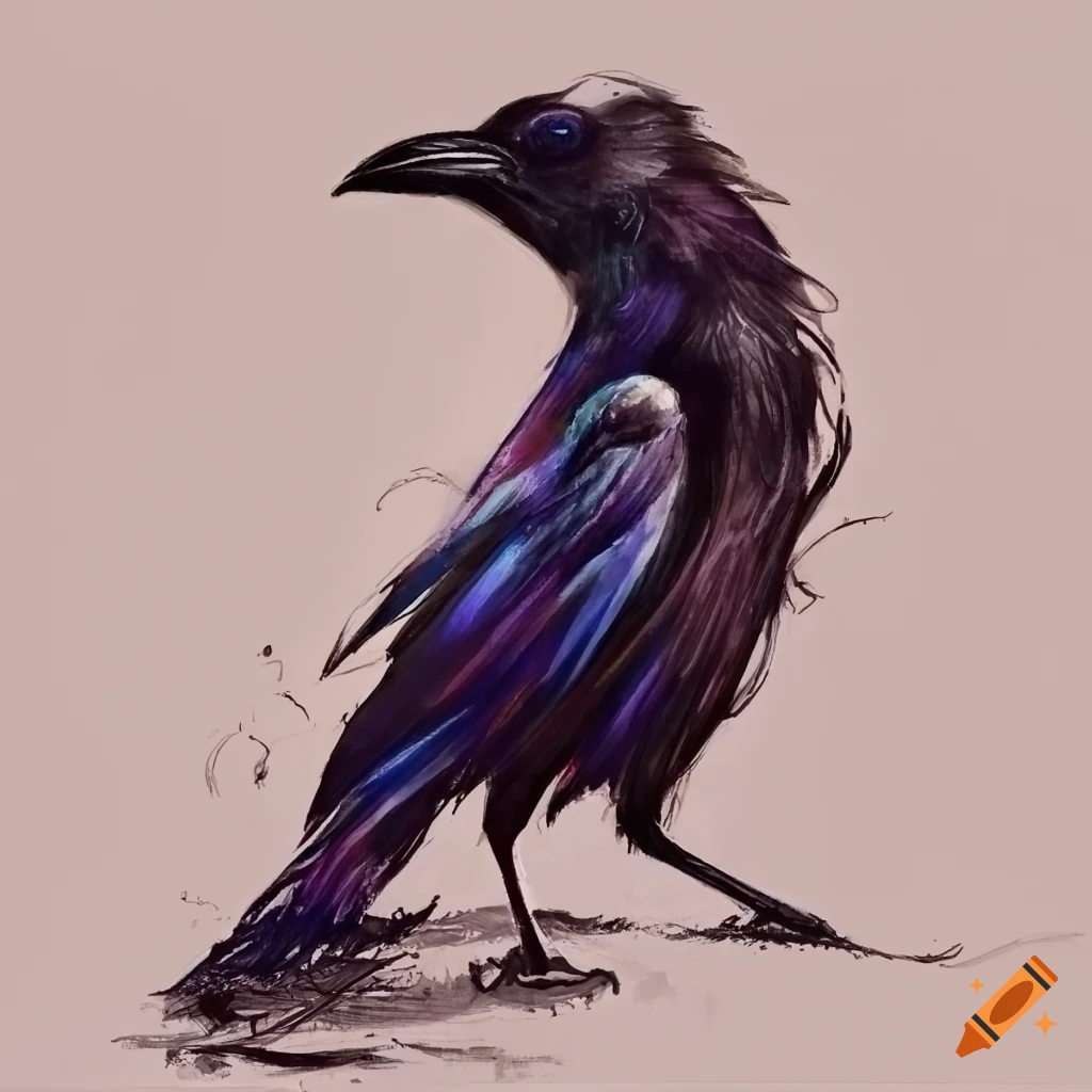 Abstract representation of a silly crow