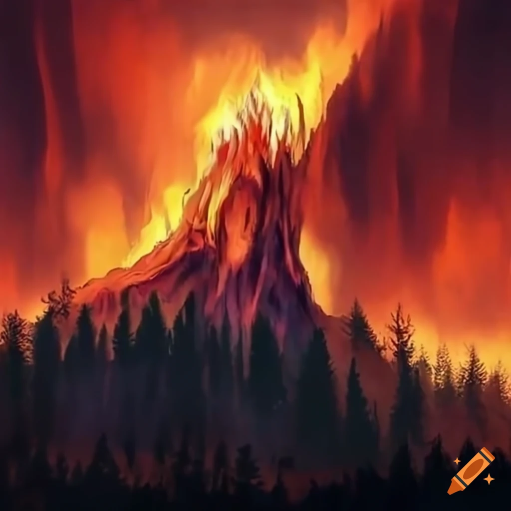 Image of a massive wildfire engulfing the landscape