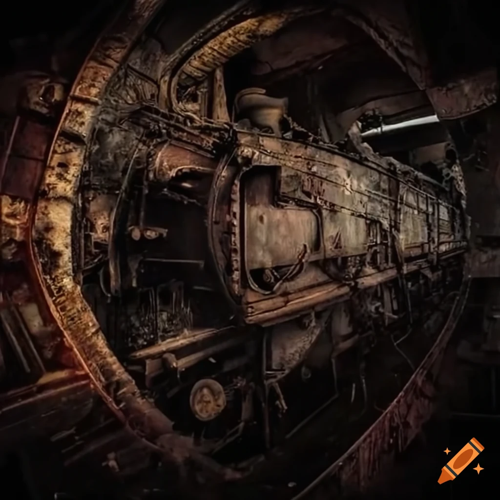 Destroyed crashed locomotive on Craiyon