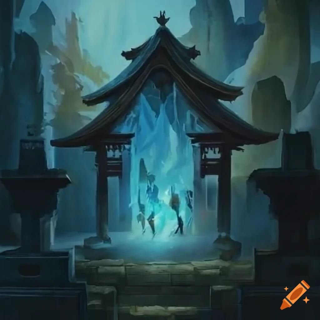 Japanese style selesnya shrine from magic: the gathering on Craiyon