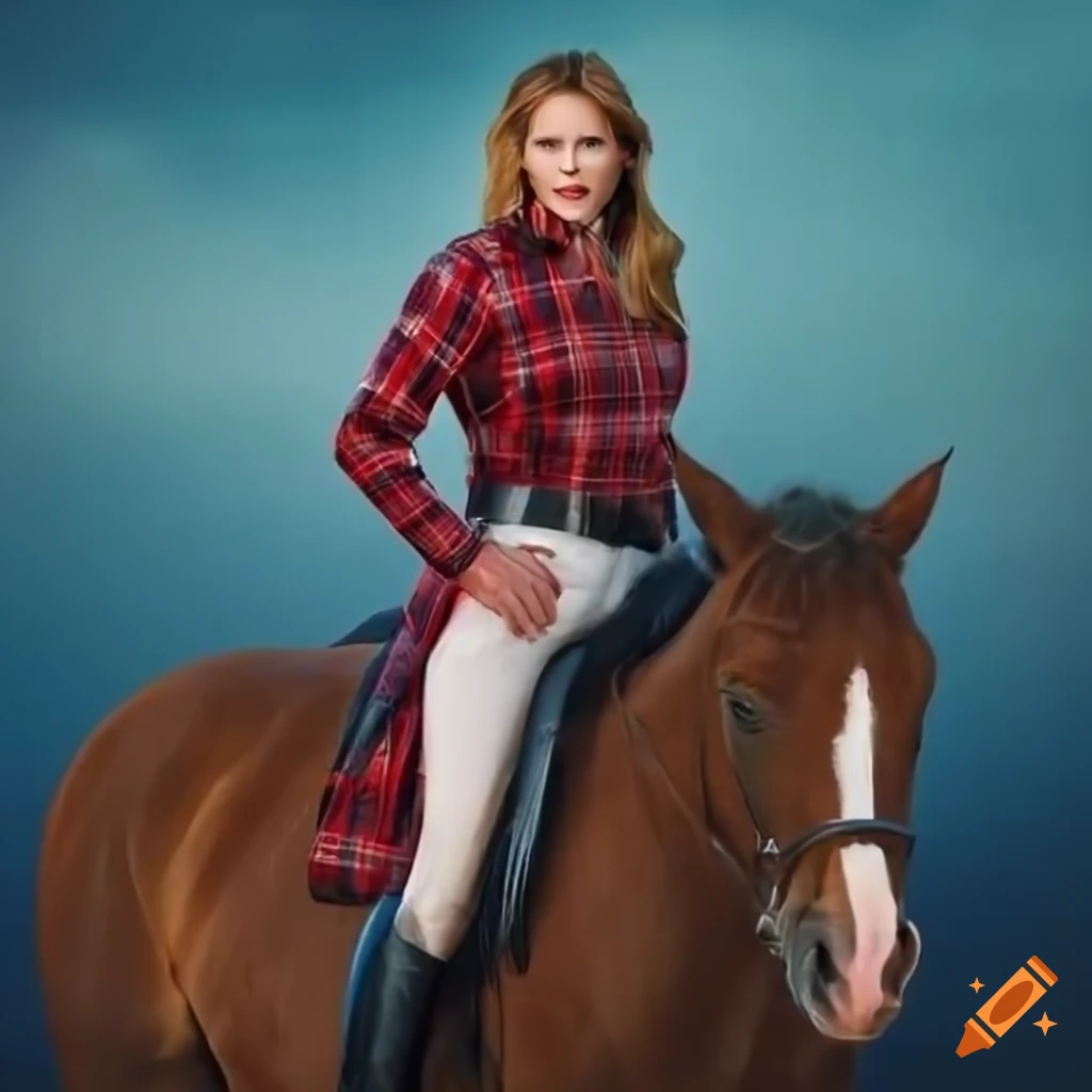 Detailed photograph of samantha womack horse riding