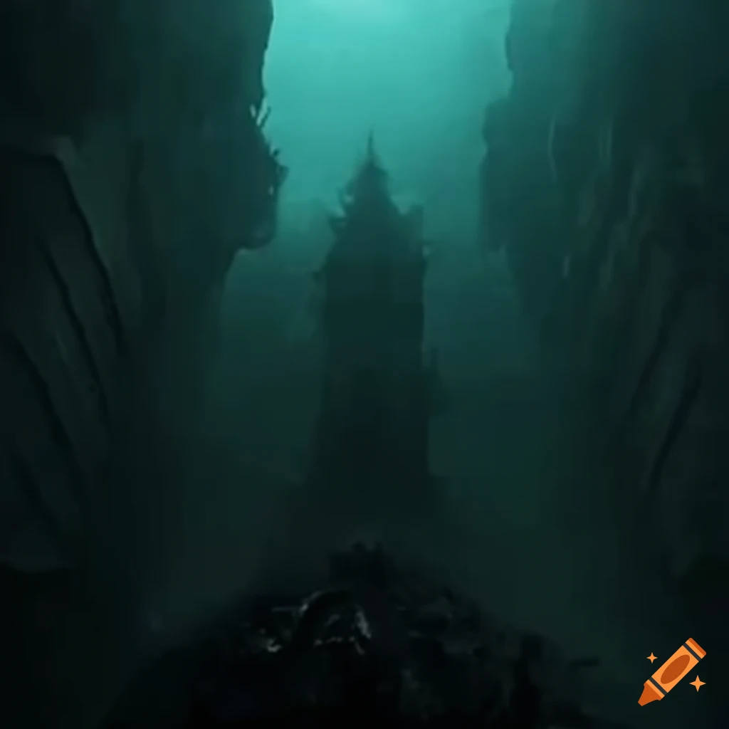 Dark and haunting view inside a ship's cargo hold