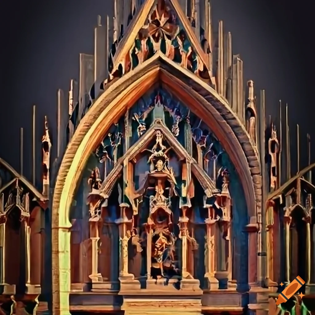 Sapphire architectural stave carving in hd on Craiyon