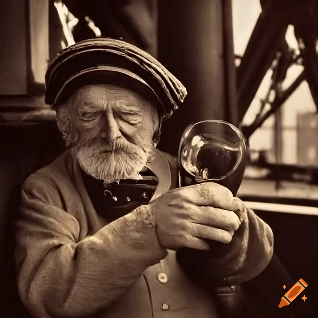 Portrait of a captain looking through a spyglass on Craiyon