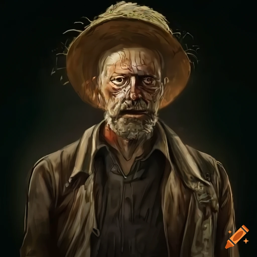 Digital art of a zombie farmer on Craiyon