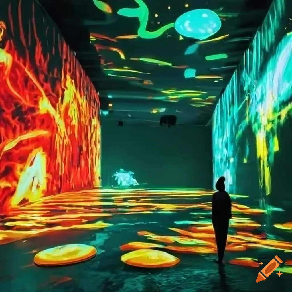 Relaxing in teamlab art installation on Craiyon