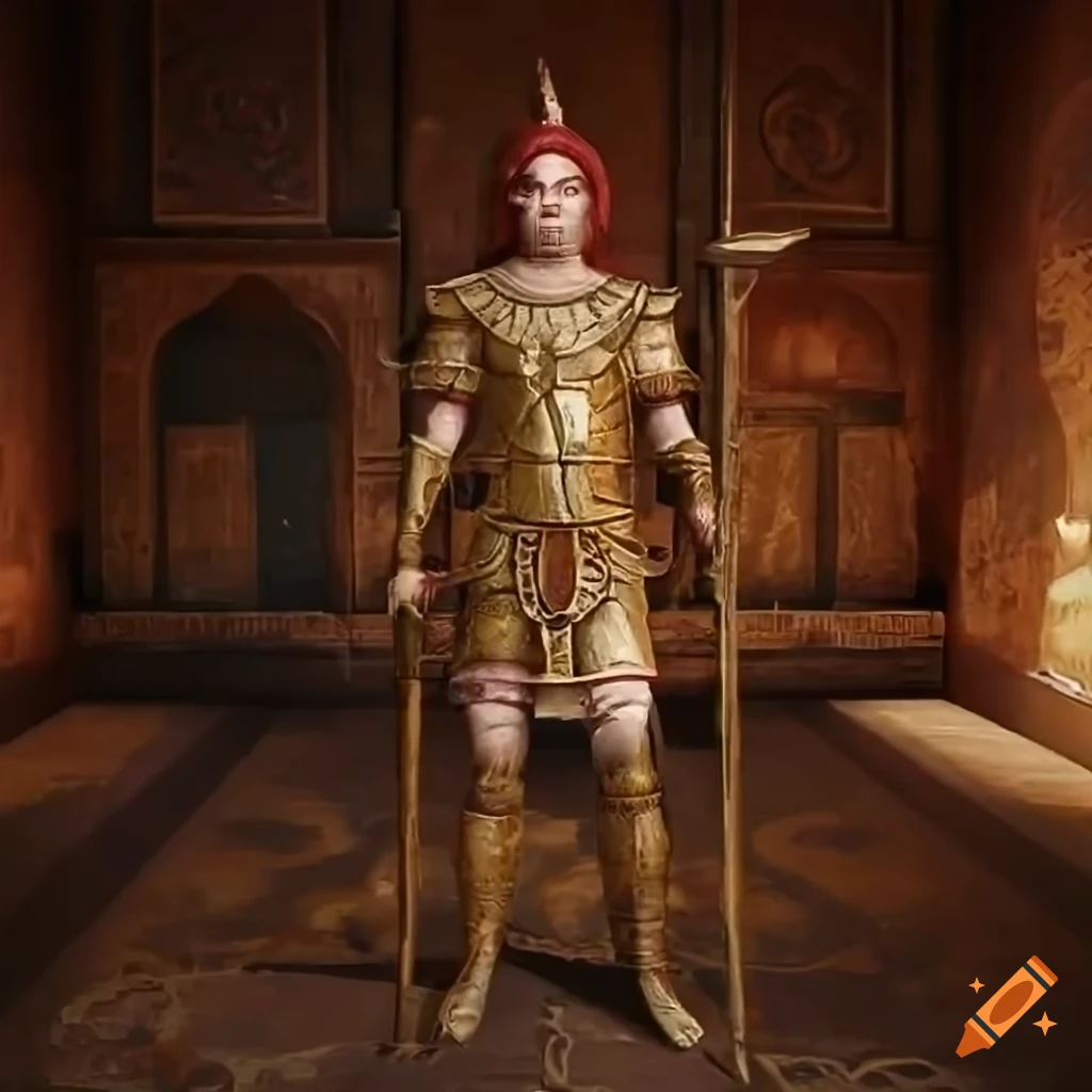 Unreal engine 5 art of an elf warrior with red hair and golden armor on ...