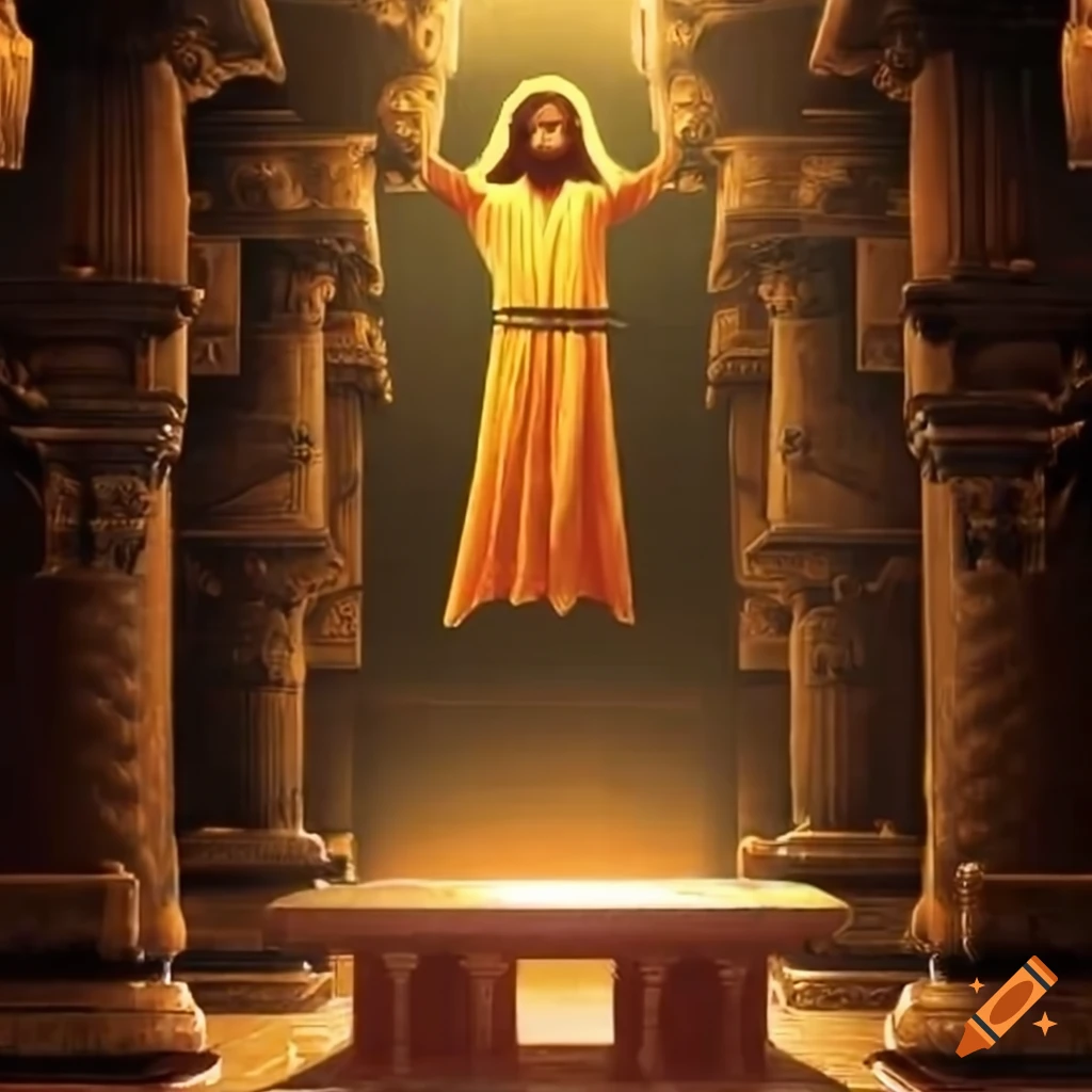 Biblical scene of jesus in the temple