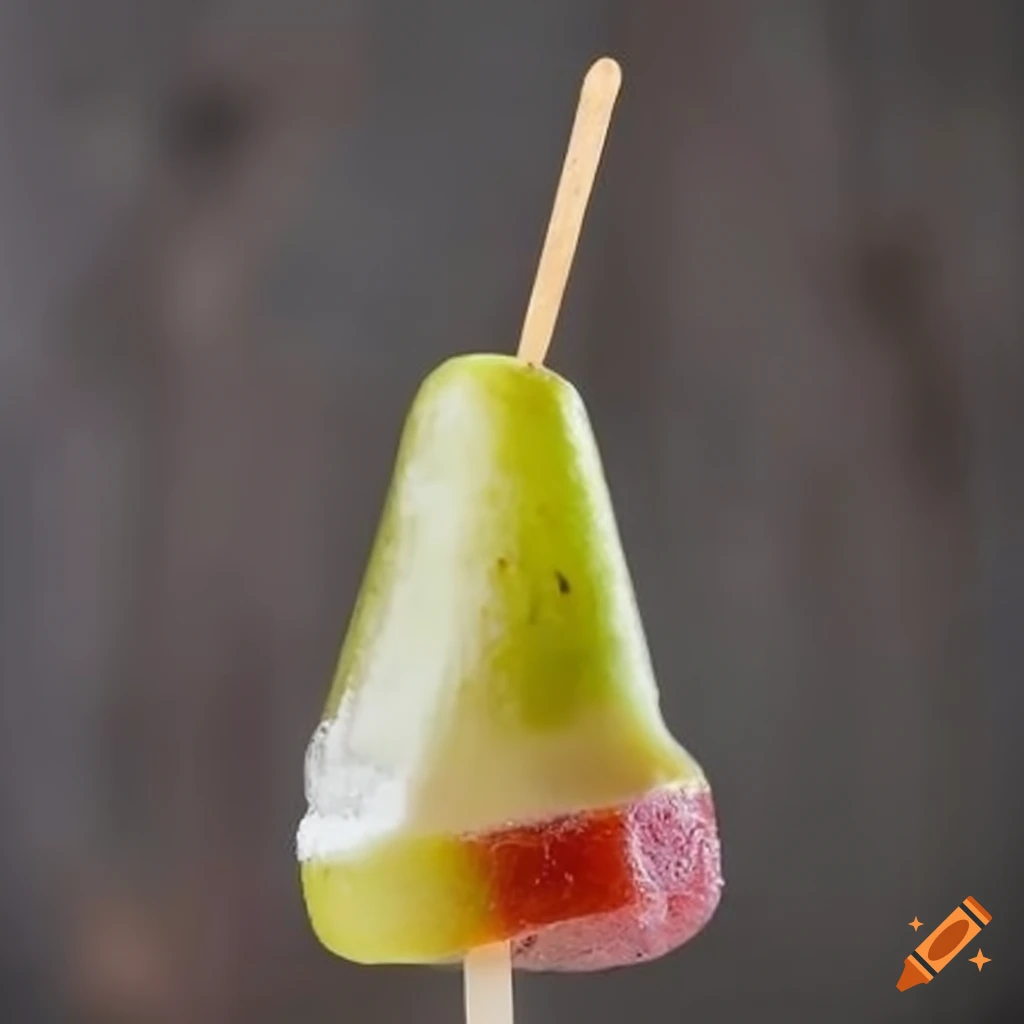 Creative photo of a pear popsicle on Craiyon