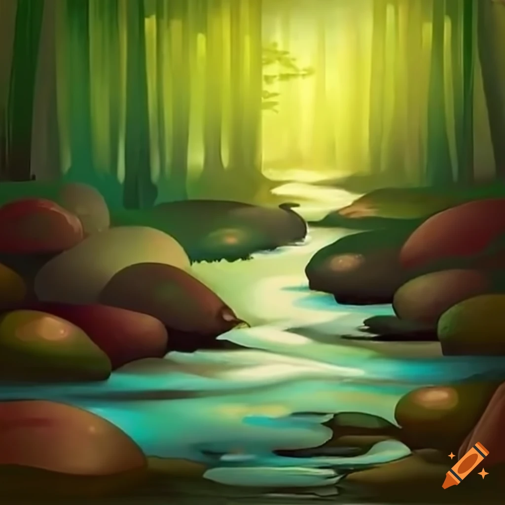 Image of a playful pixie by a babbling brook on Craiyon