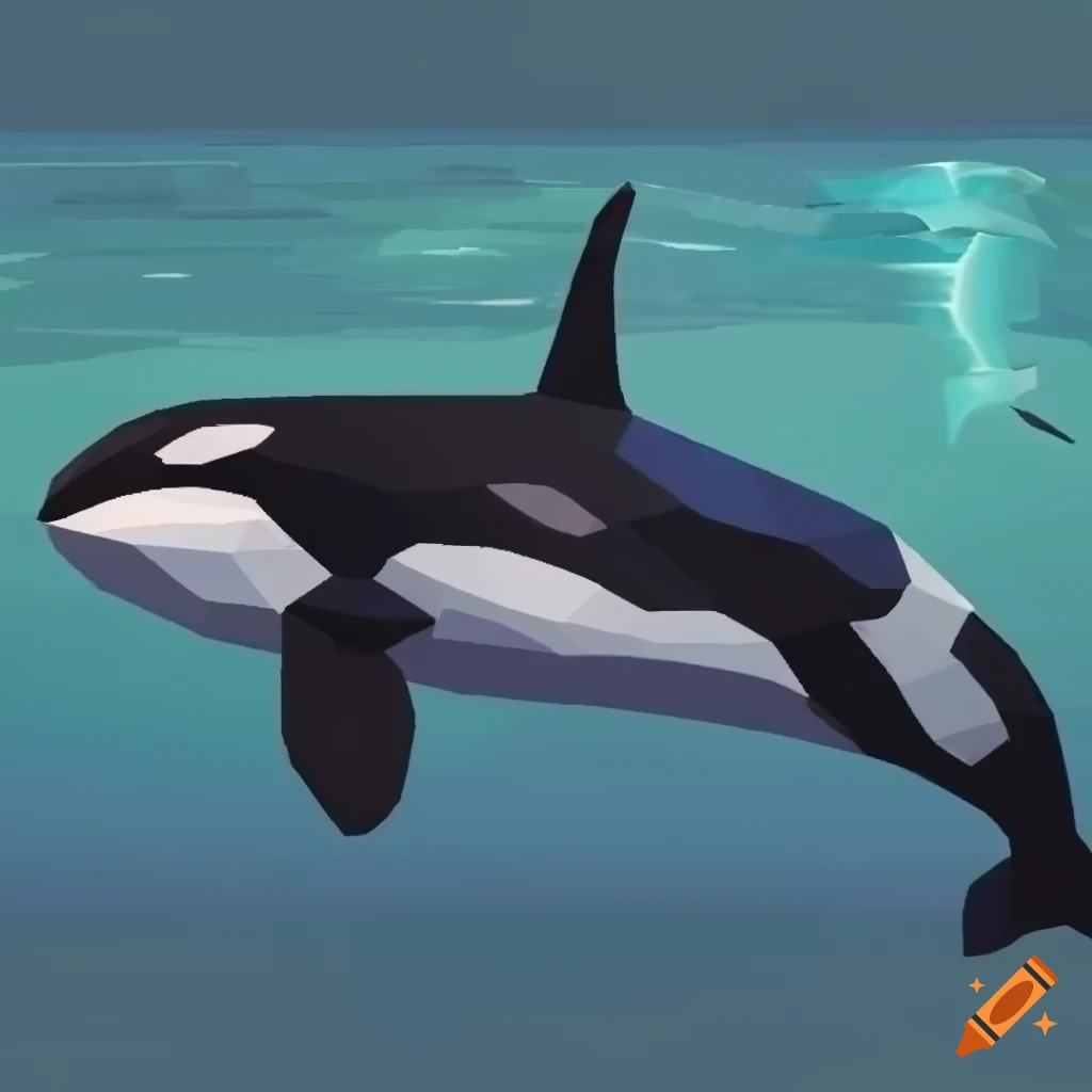 Orca swimming underwater on Craiyon