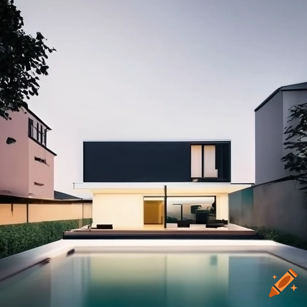 Sleek modern minimalist house on Craiyon