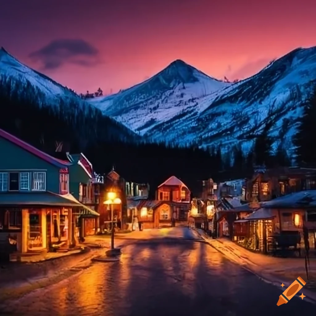 Picture of a cozy town in the pacific northwest on Craiyon