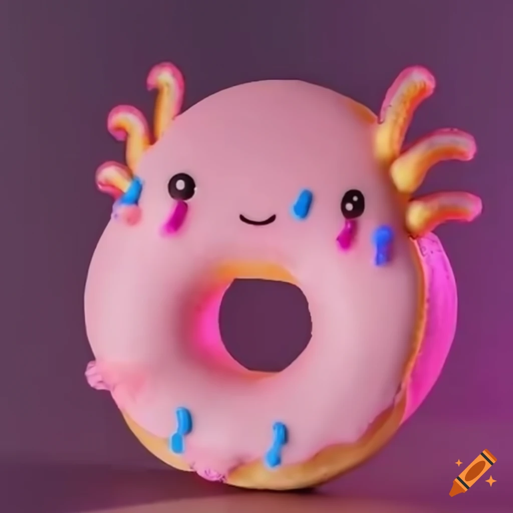 Cute axolotl in donut transformation sticker