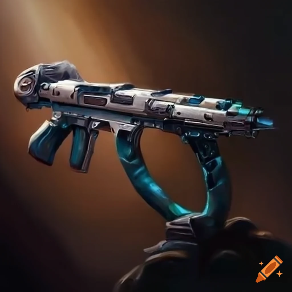 Sci-fi space rifle with gem insertion capability on Craiyon