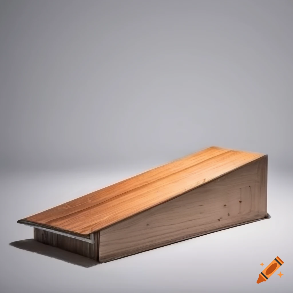 Minimalist wooden ramp on white background on Craiyon