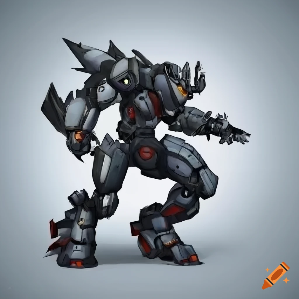 2D mecha character for a game on Craiyon