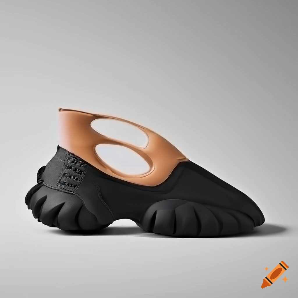 Futuristic chunky laceless shoe inspired by train on Craiyon