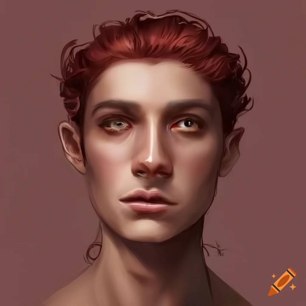 Digital art of a maroon-haired humanoid man on Craiyon