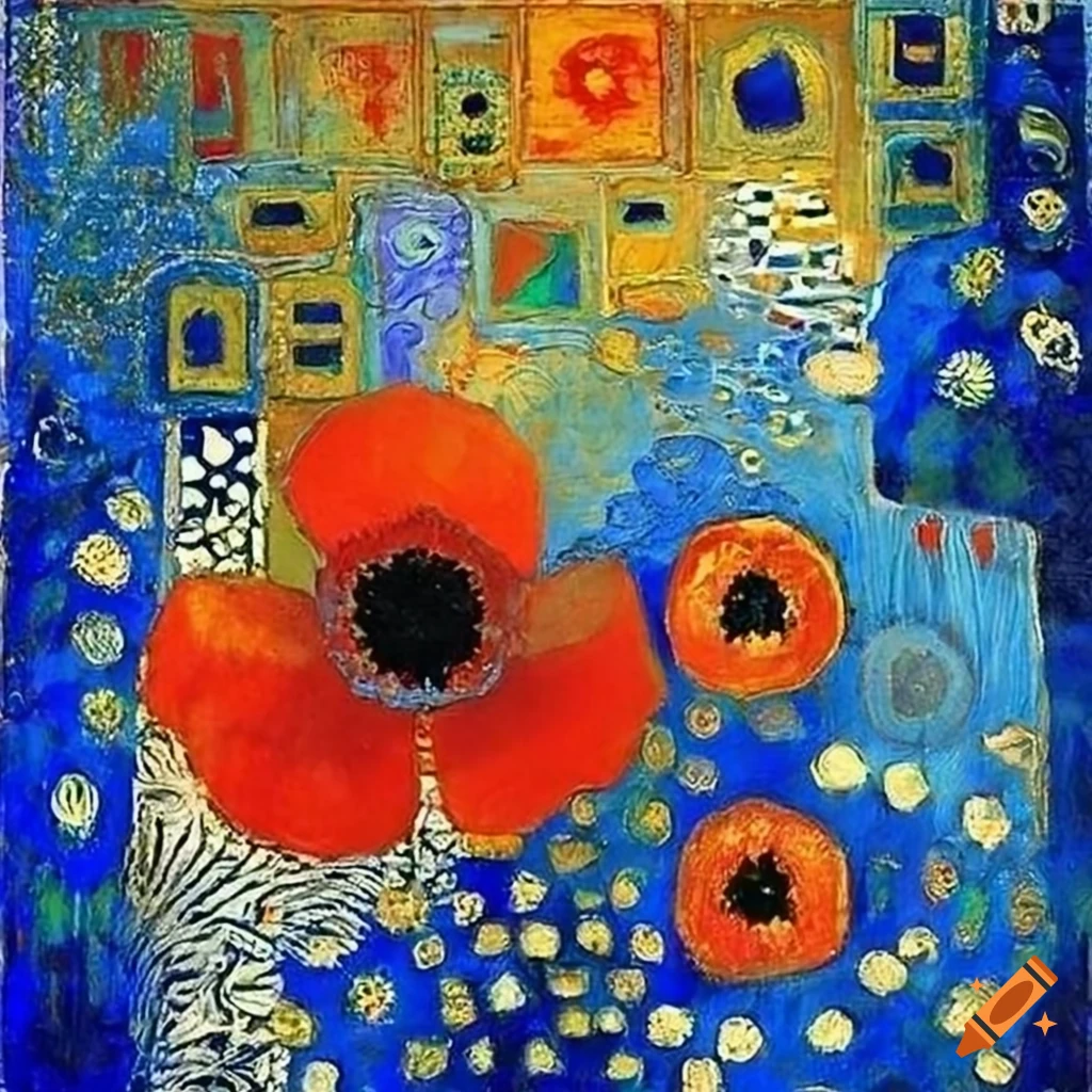 Abstract spring flora painting by gustav klimt on a white background on ...