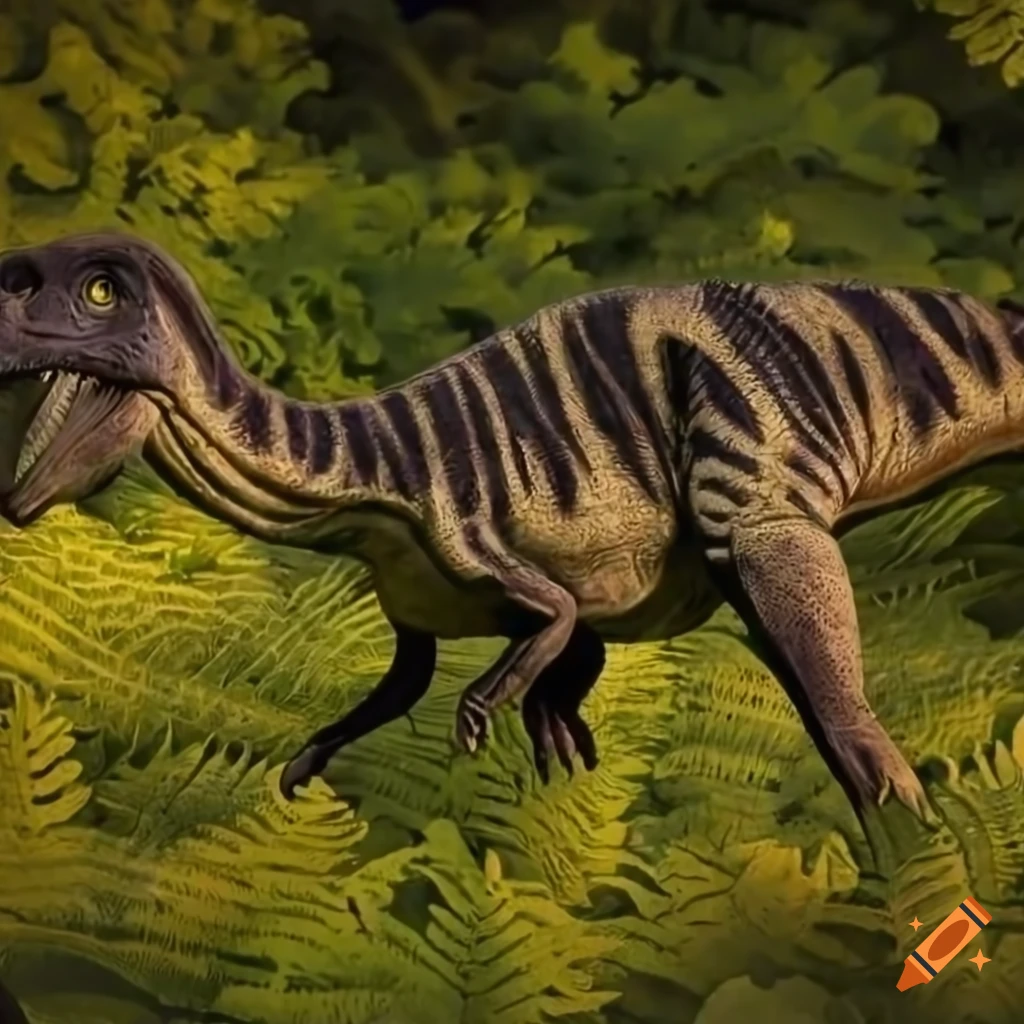 Duckbilled hadrosaur dinosaur with lizard-like color pattern and ...