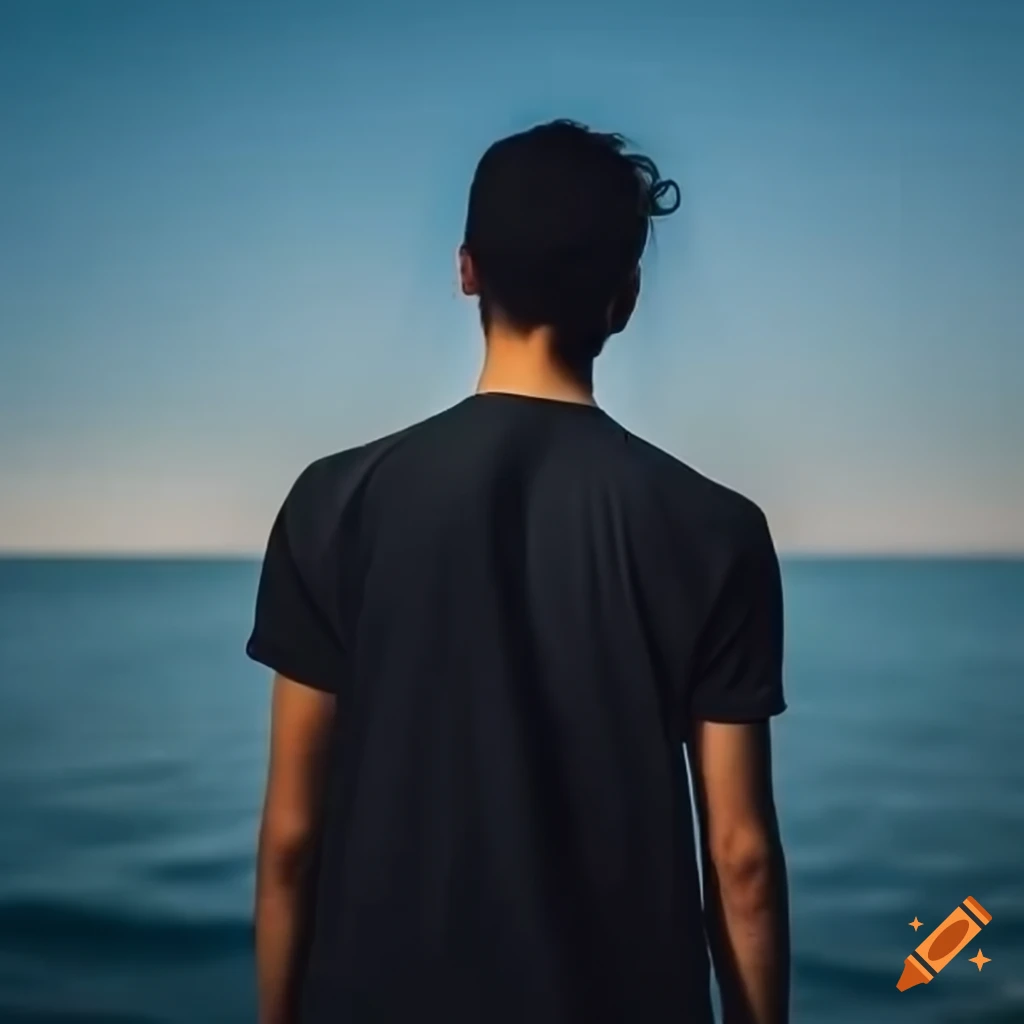 Man admiring the sea from behind