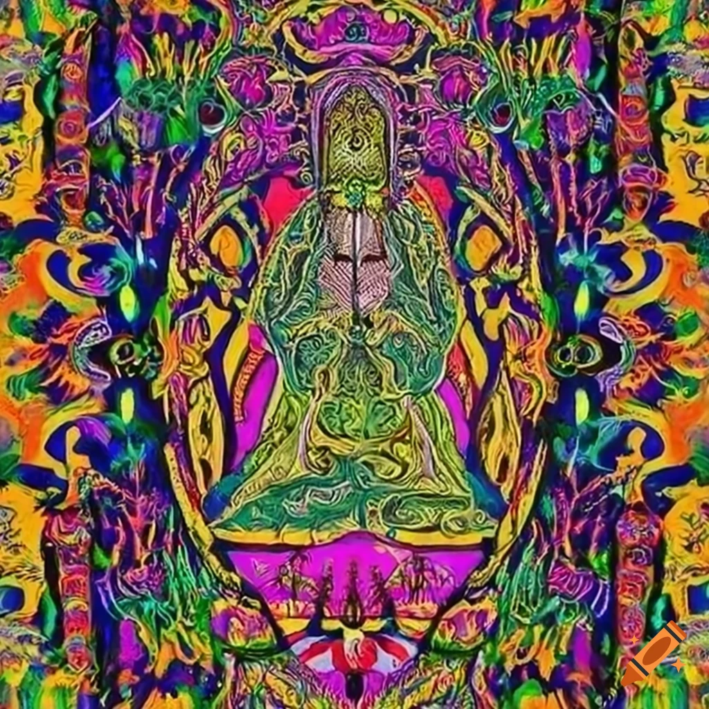 Psychedelic Santo Daime religious path in a forest on Craiyon