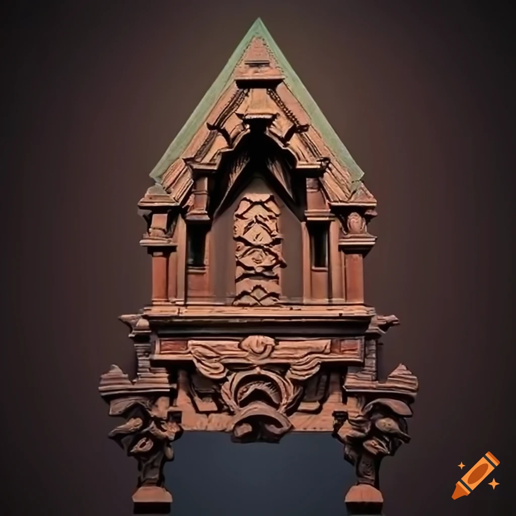 Detailed architectural stave carving inspired by zelda game on Craiyon