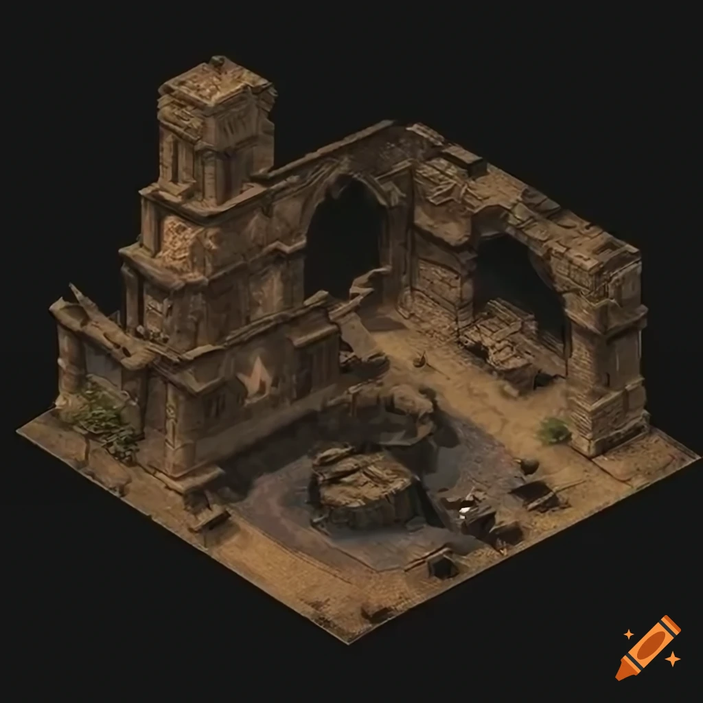 Intricate isometric concept art for outdoor terrain on Craiyon