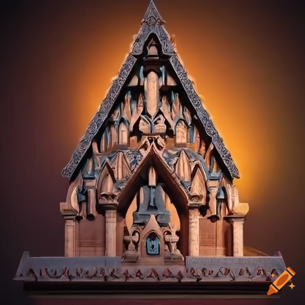 Detailed architectural stave carving artwork on Craiyon