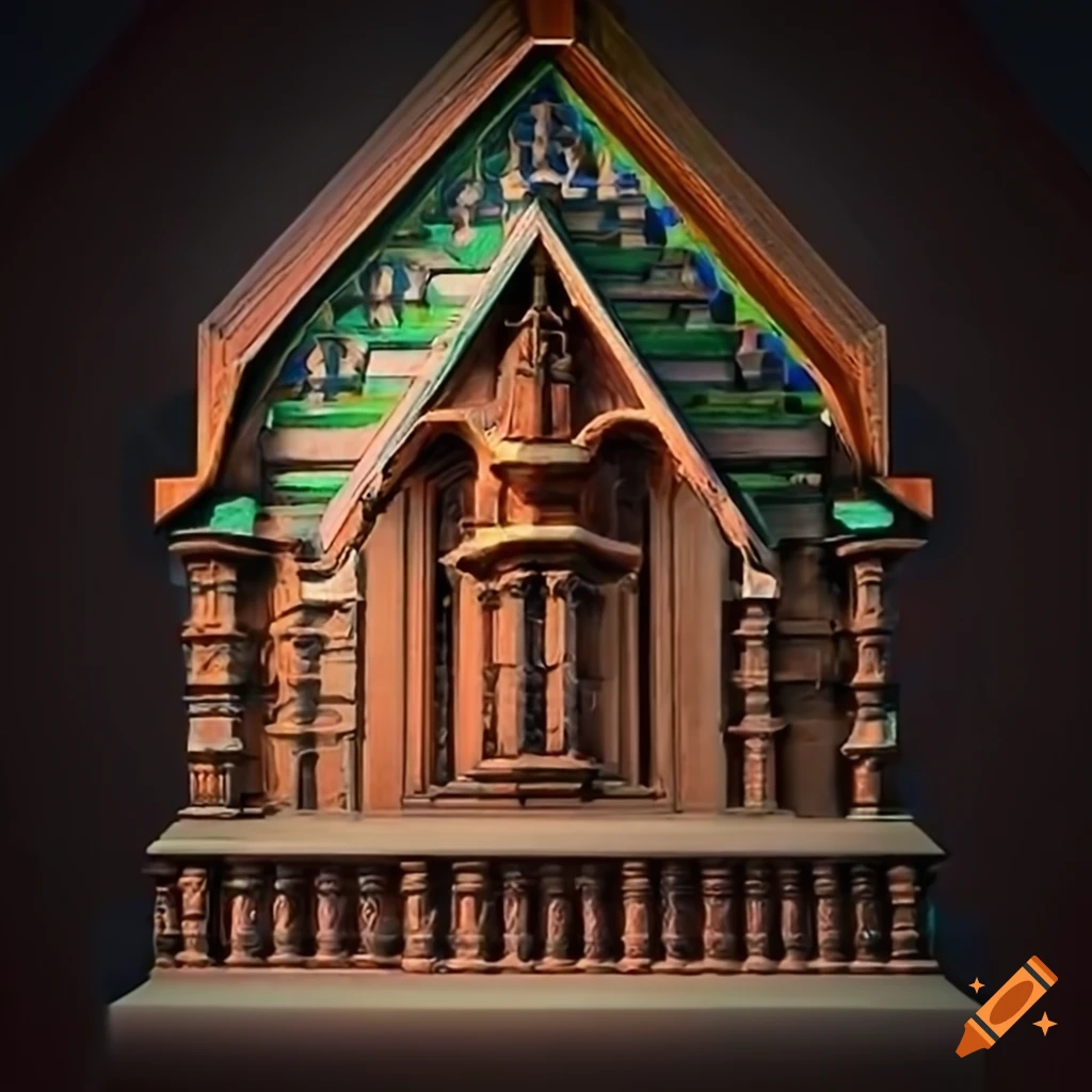 Detailed architectural stave carving artwork on Craiyon