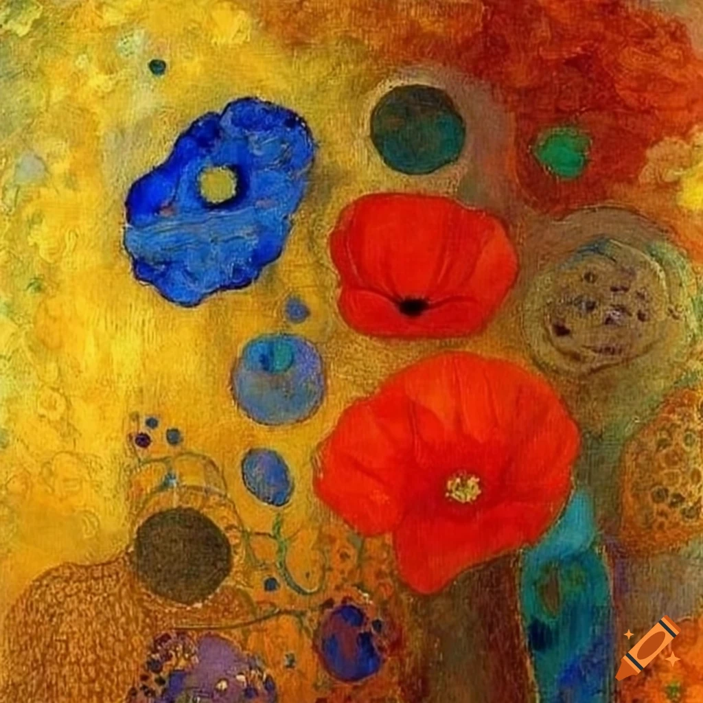 Abstract artwork featuring squares of blue, yellow, and orange on Craiyon