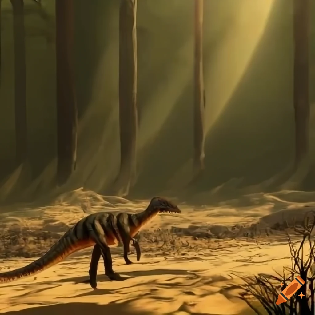 Paleoart Of Hadrosaurus Dinosaurs Walking Near A Forest Lake On Craiyon