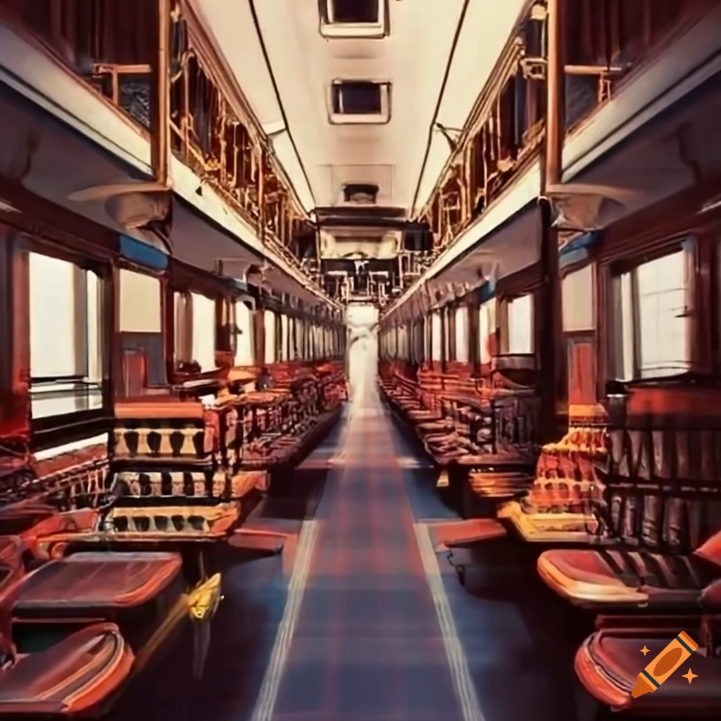 Interior of an indonesian train from the 1990s on Craiyon