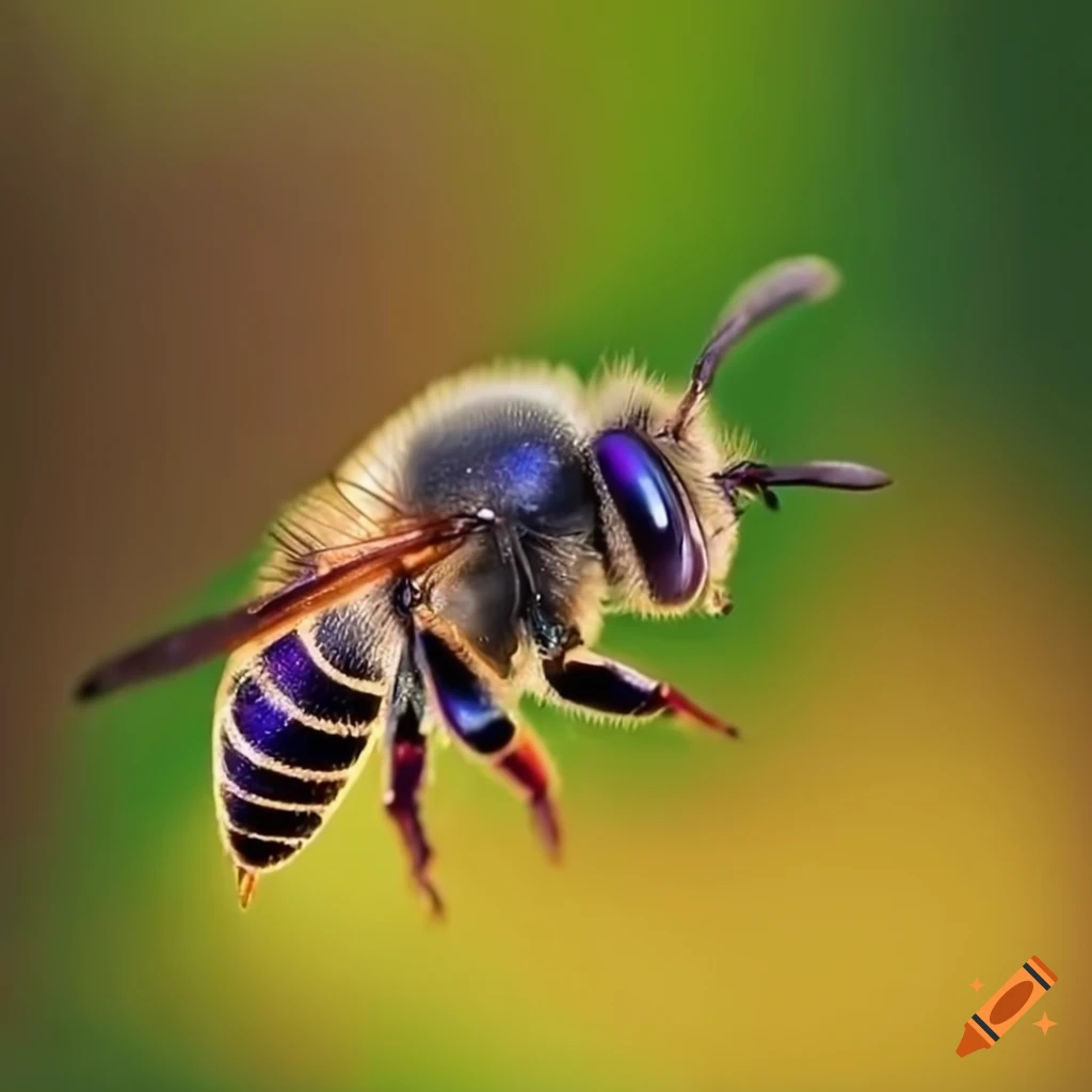 Vibrant close-up of a bee on Craiyon
