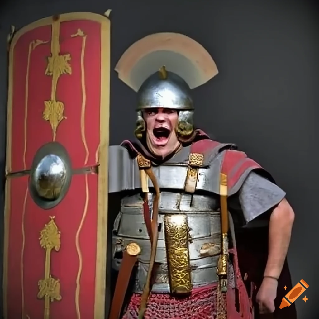 Stressed and intense roman legionary on Craiyon