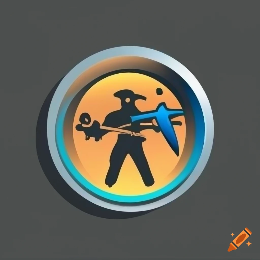 Sleek round rpg work skill icon on black background on Craiyon