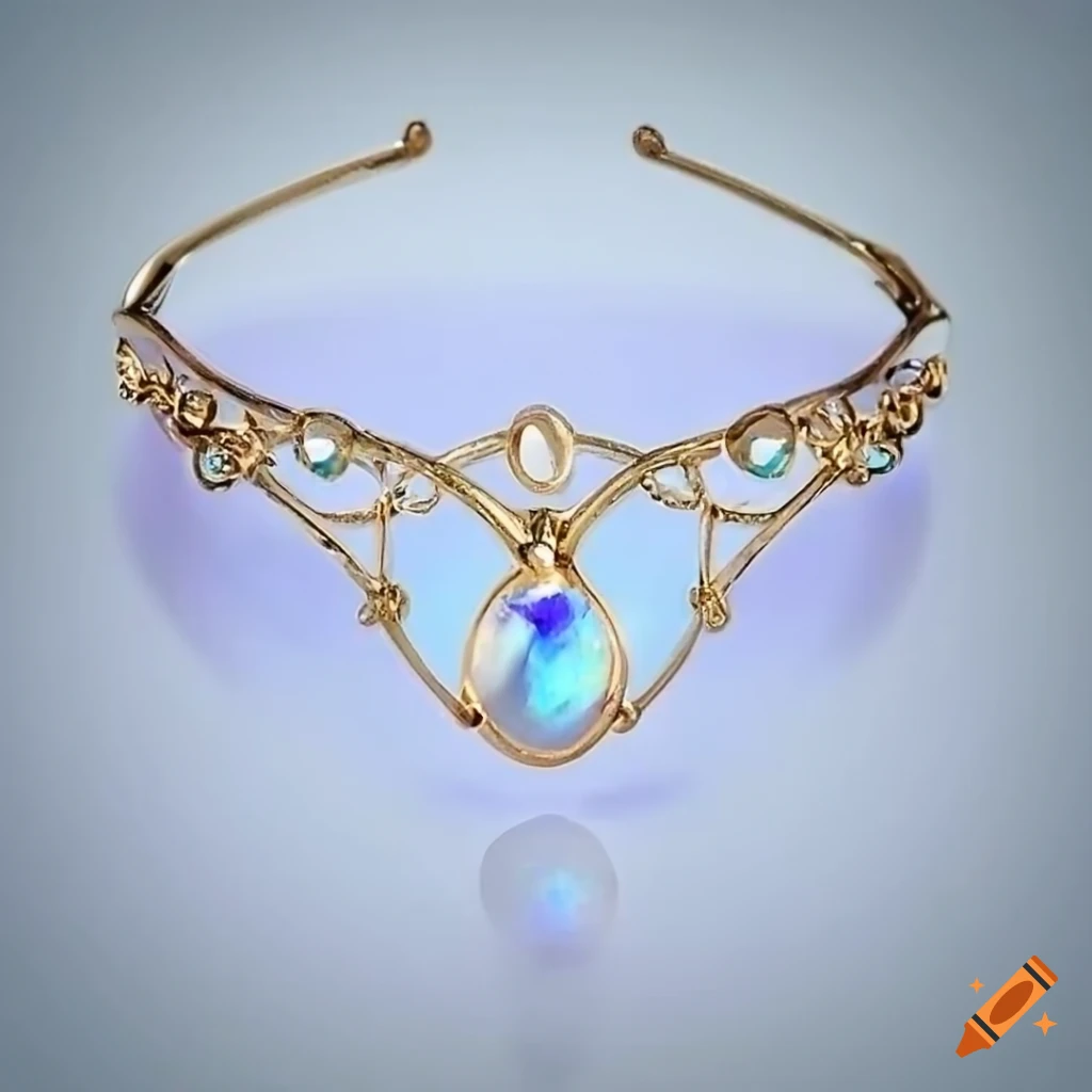Beautiful circlet with a glistening moonstone on Craiyon